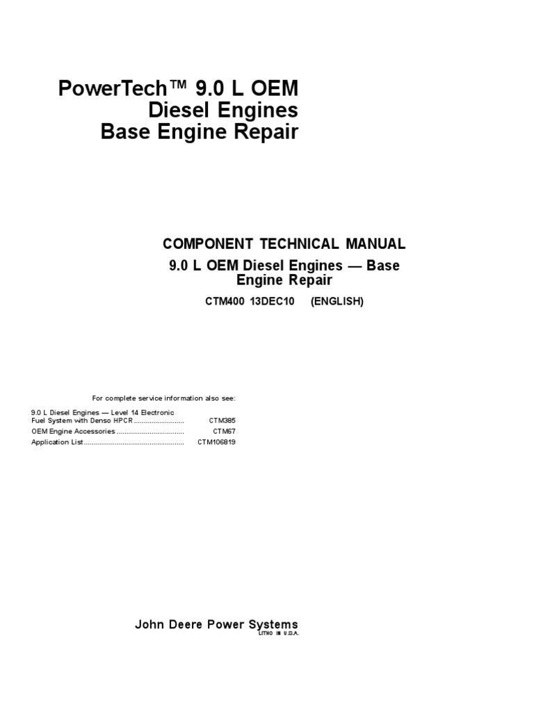 Engine Repair Manual | PDF | Internal Combustion Engine | Diesel Fuel