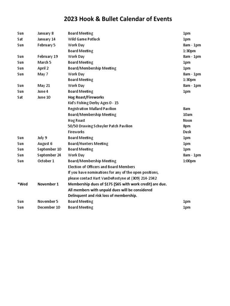 2023 H B Calendar | PDF