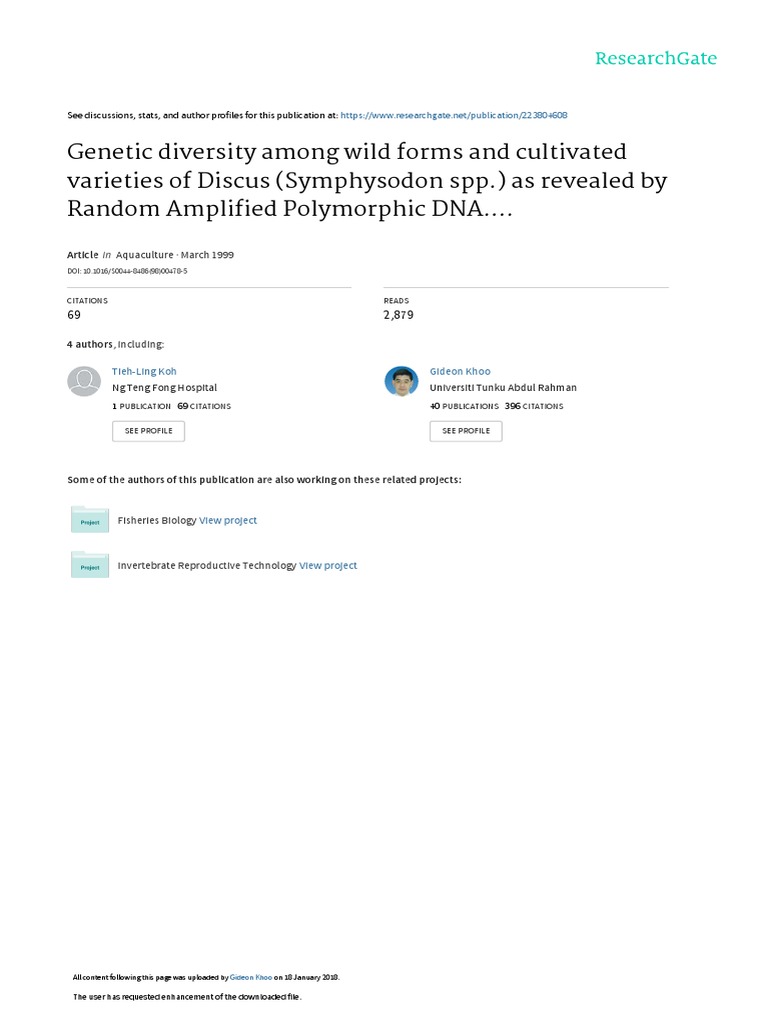 Genetic Diversity Among Wild Forms and Cultivated | PDF | Polymerase ...