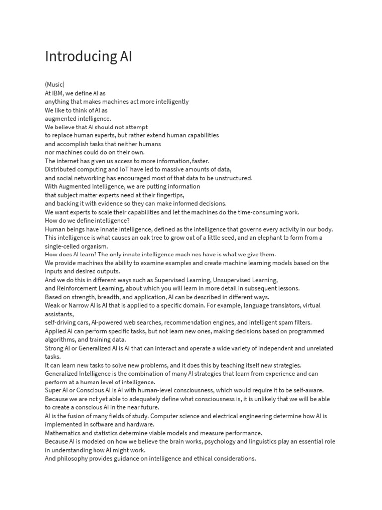 Introducing Ai Pdf Artificial Intelligence Intelligence Ai