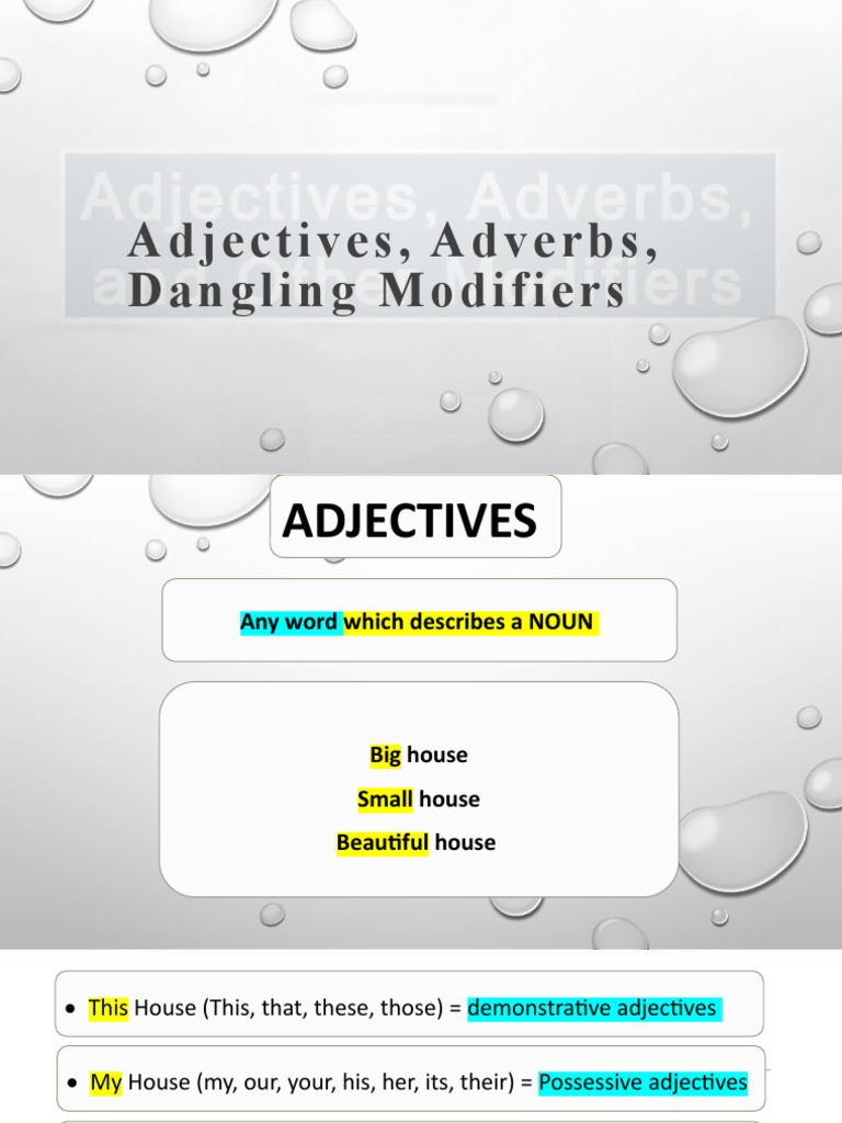 Adjectives, Adverbs, Dangling Modifiers, Parallelism, Doubling (Free Download) | Download Free ...