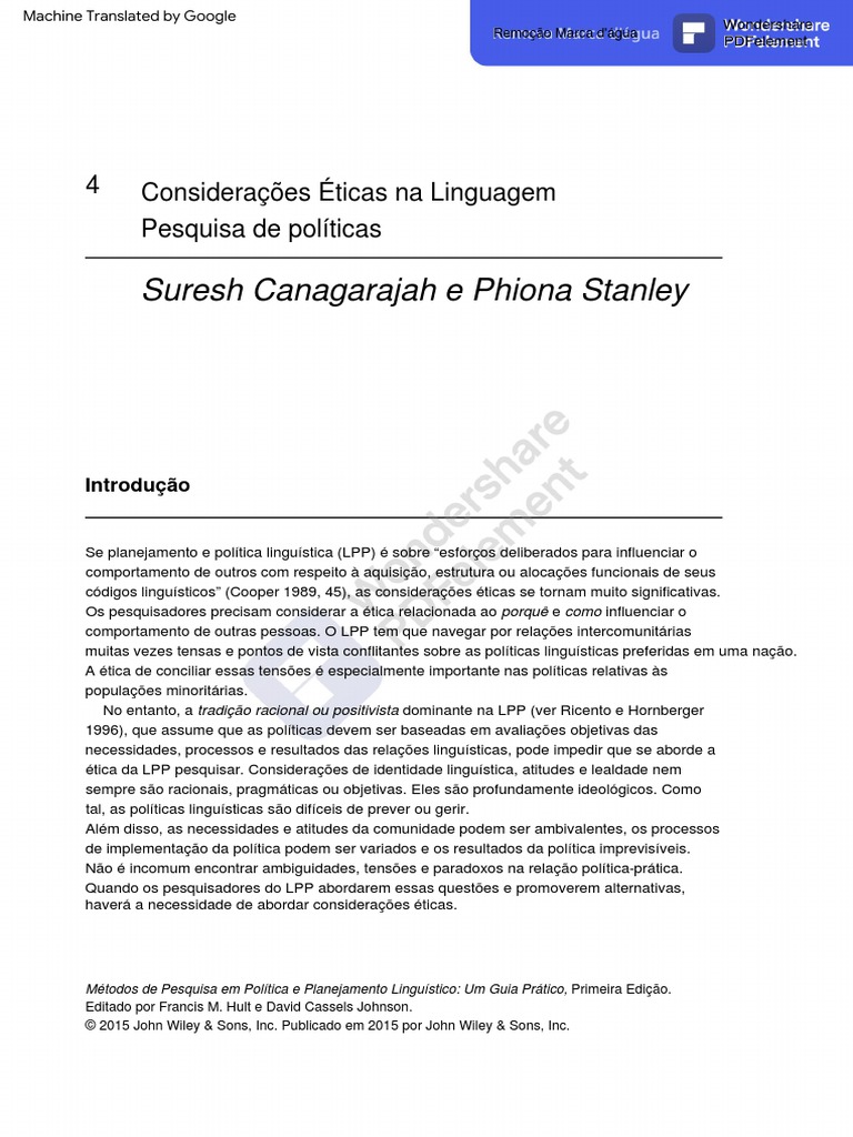 4 Ethical Considerations in Language TRADUÇÃO | PDF | Etnografia ...