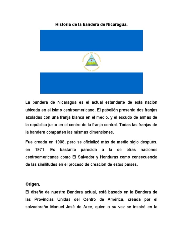 Historia de La Bandera de Nicaragua | PDF | Viajes y turismo