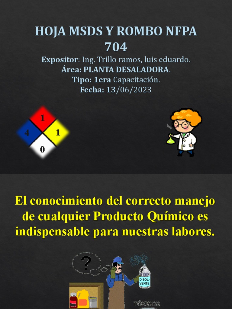 Hojas Msds y Rombo Nfpa | PDF | Primeros auxilios | Mercancías peligrosas