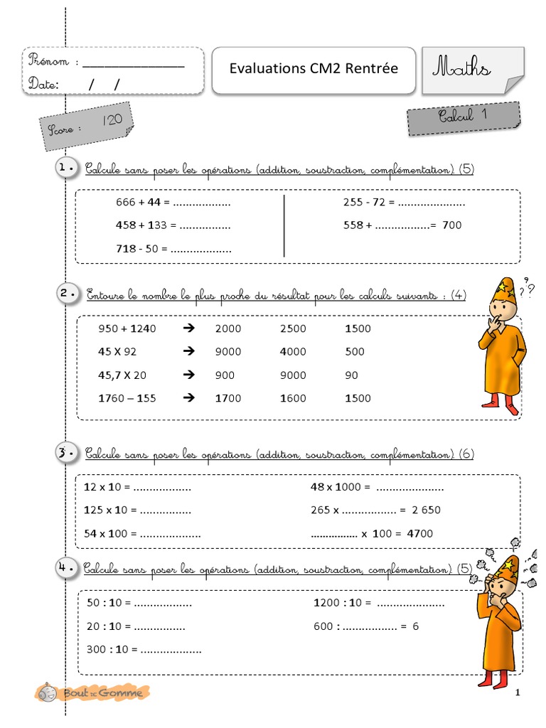E Val Diagnotisque Maths 1 | PDF | Mathématiques | Arithmétique