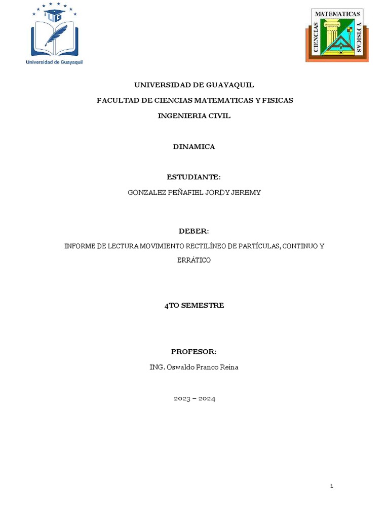 Dinámica 1P Tarea 1 | PDF | Velocidad | Cinemática
