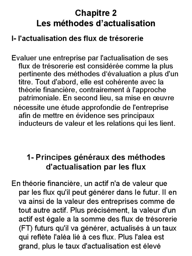 Chapitre 2 Methodes D'actualisation | PDF | Capitaux propres ...