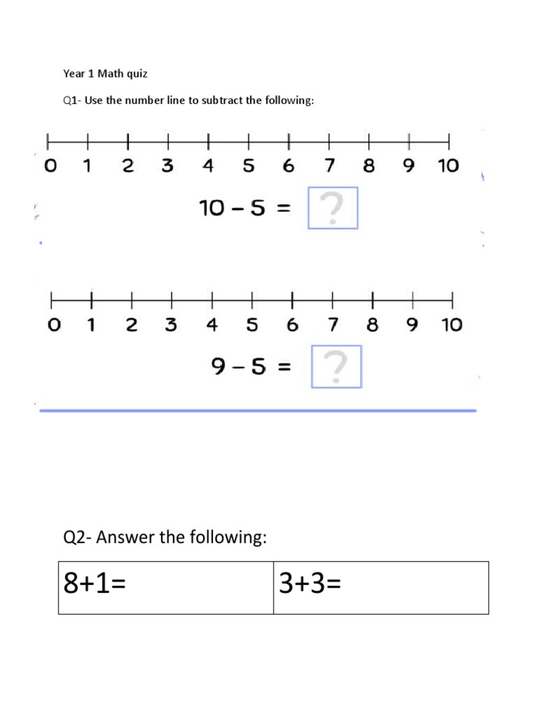 Year 1 Math Quiz | PDF