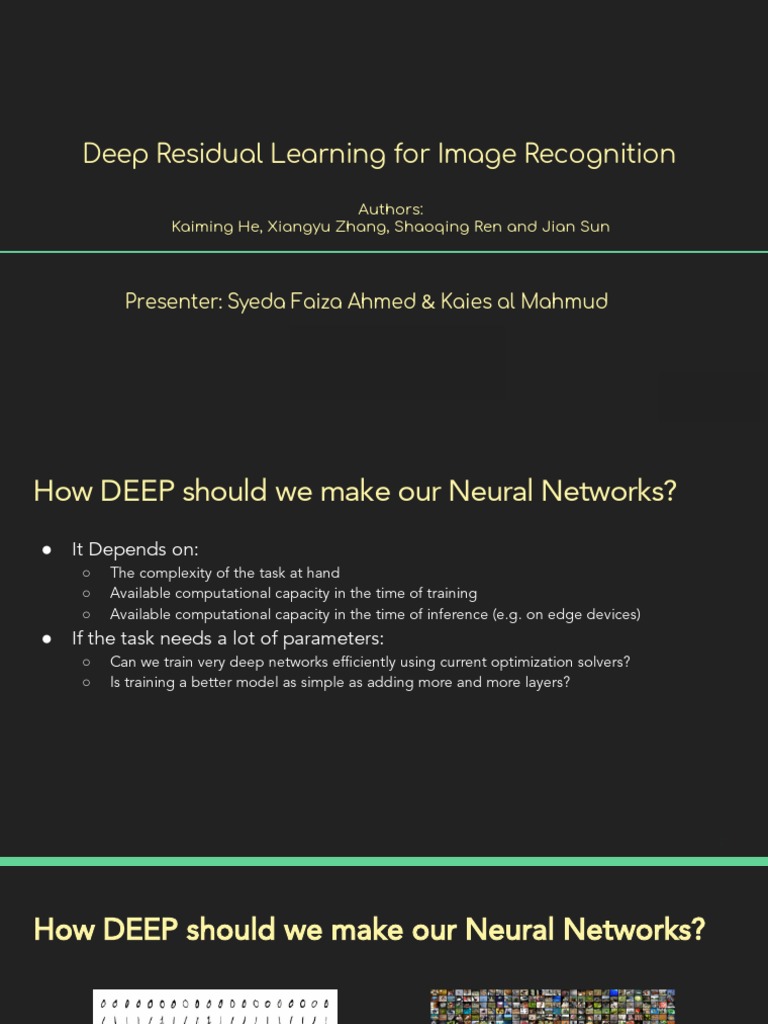 ResNet Presentation | PDF | Deep Learning | Artificial Neural Network