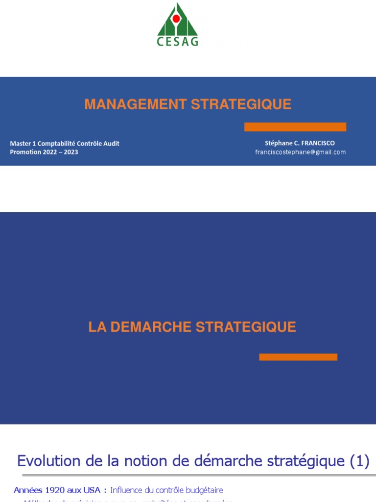 Chapitre 2 La Demarche Strategique | PDF | Planification | Gestion ...