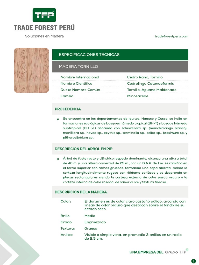 Especificaciones Tecnicas Madera Tornillo 67086d8e5d | PDF