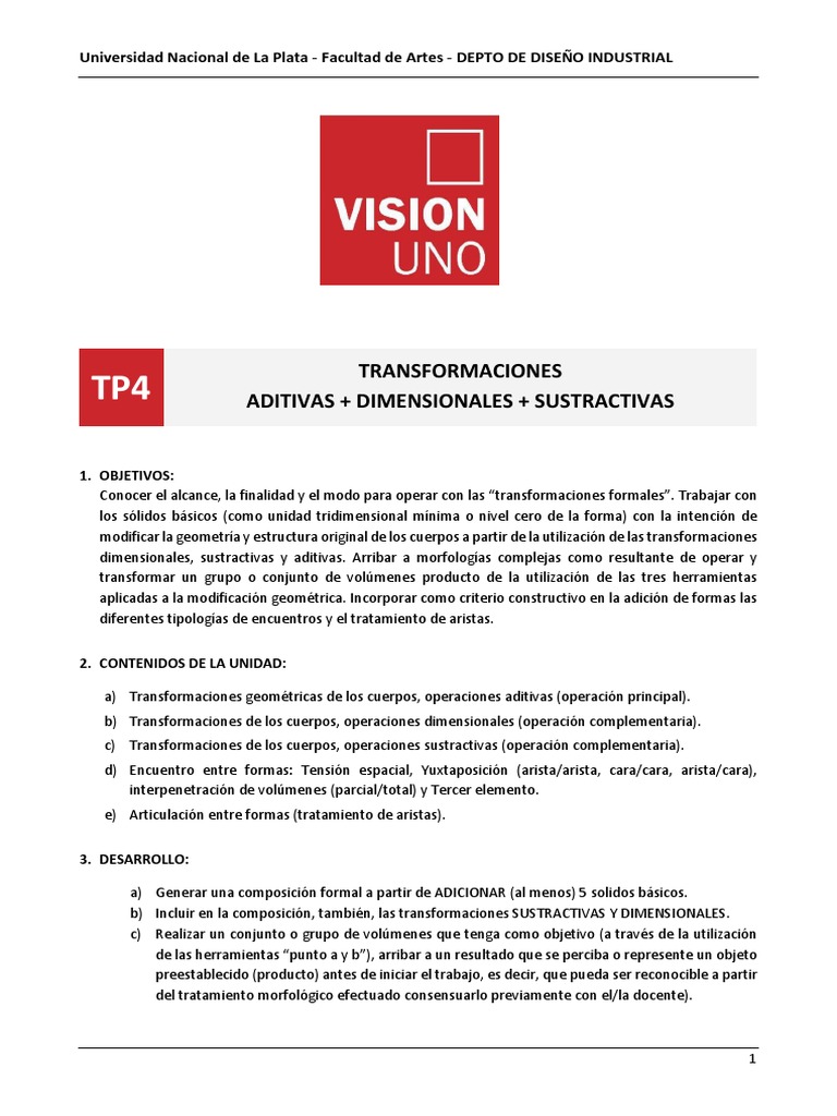 Vision 1 2023 - TP4 - TRANSFORMACIONES ADITIVAS | PDF | Diseño