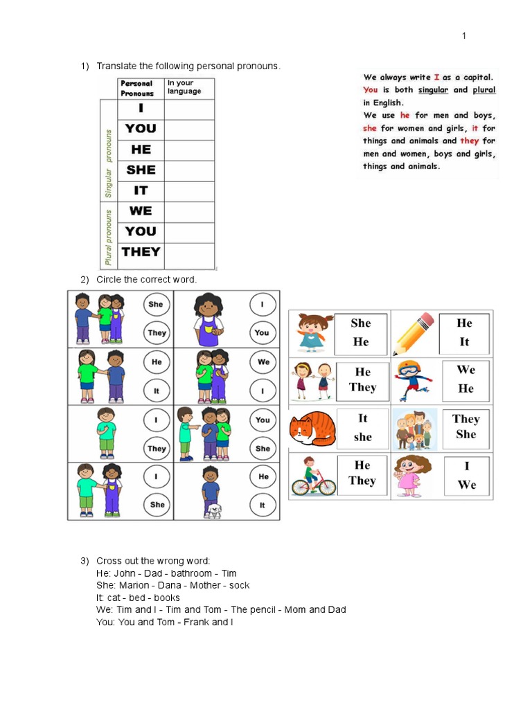 Personal Pronouns Practice Exercises | PDF