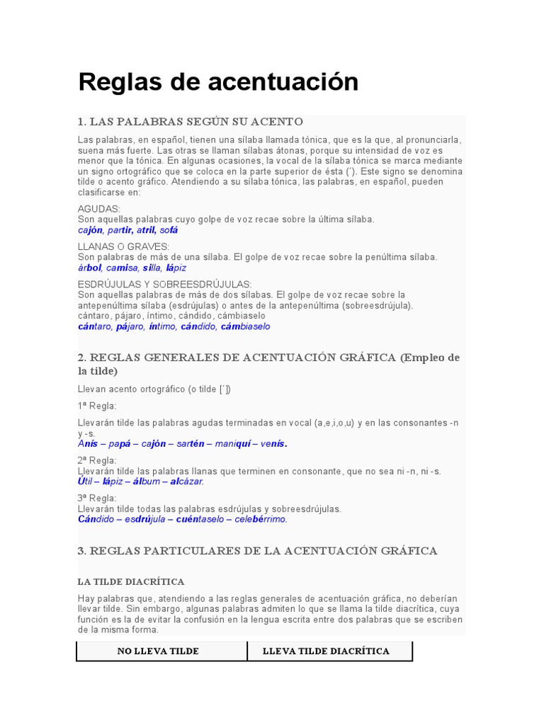 Reglas de Acentuación | Descargar gratis PDF | Lingüística | Fonética
