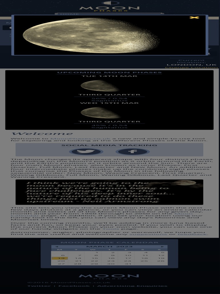 Current Moon Phases for March 2023 | PDF | Moon | Physical Sciences