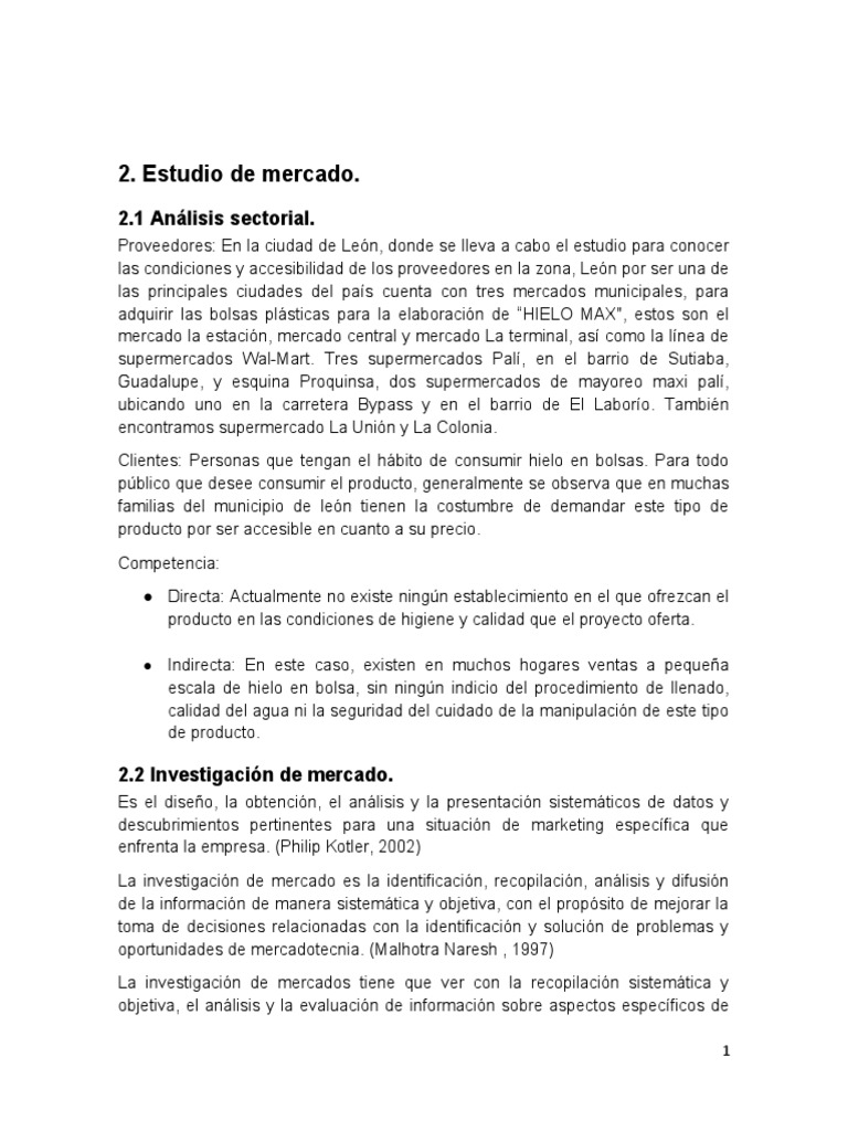 Ejemplo Estudio de Mercado | PDF | Mercado (economía) | Marketing