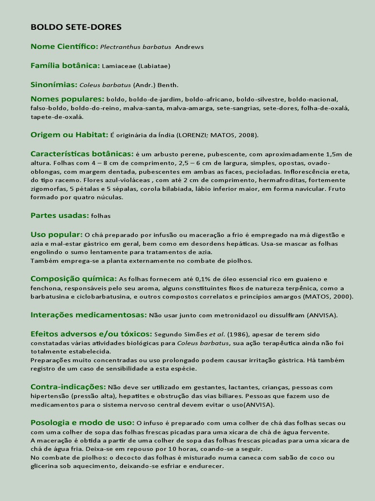 Boldo Sete Dores | PDF