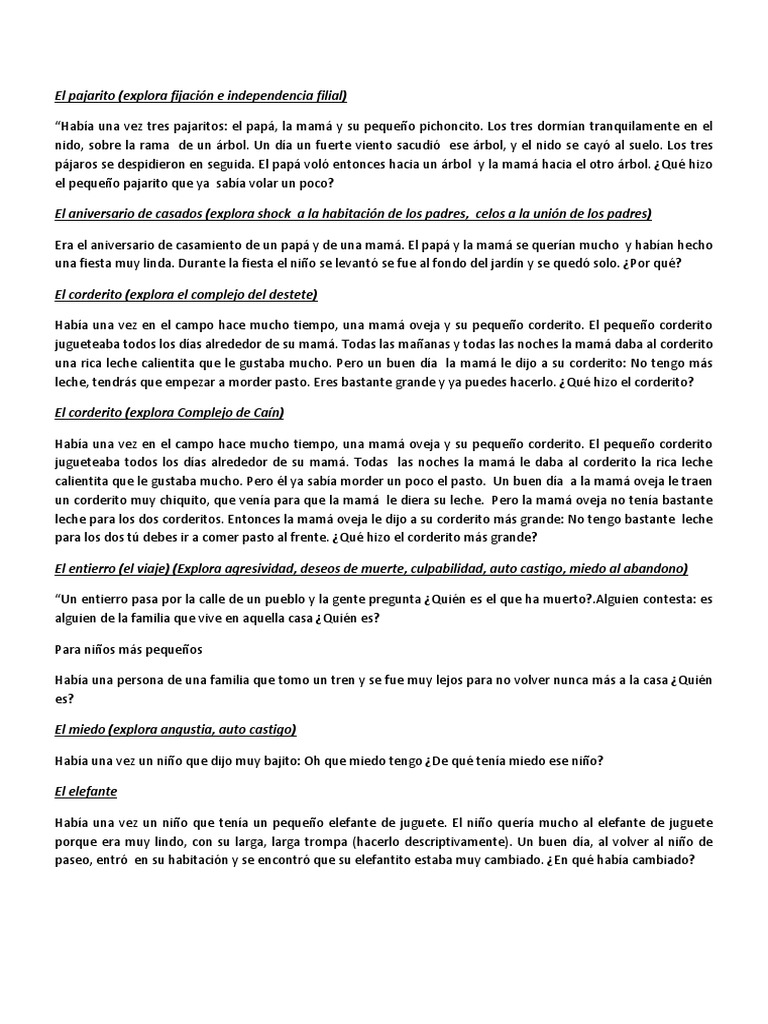 Narración Test de Las Fábulas de Duss | PDF