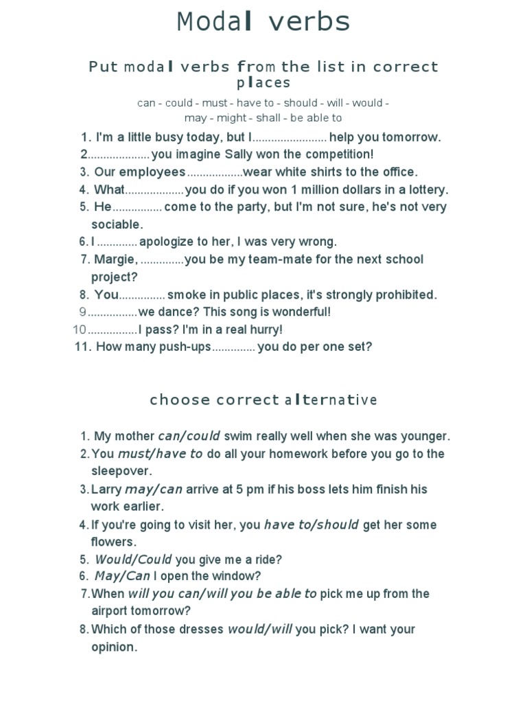Modal Verbs 2 | PDF | Food And Drink