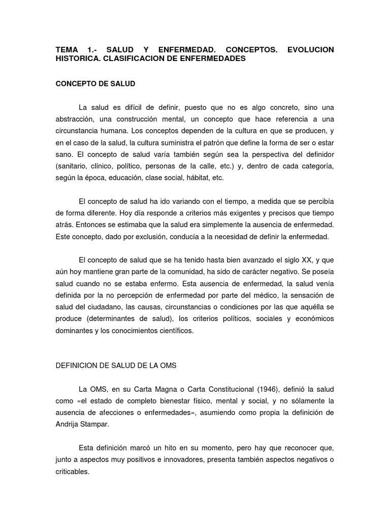 Concepto de Salud y Enfermedad | PDF | Medicina CLINICA | Especialidades Medicas