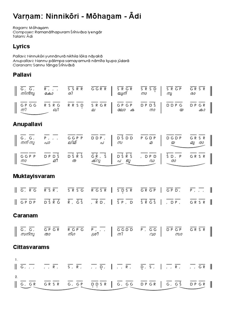 Mohanam Varnam | PDF