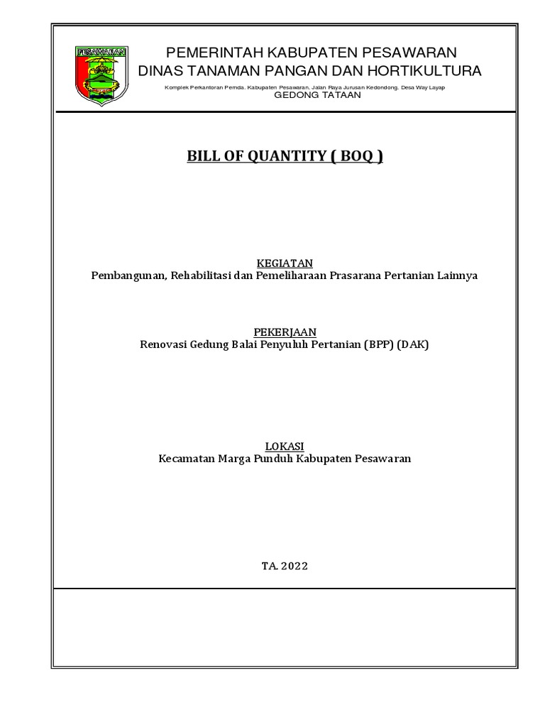 Renovasi BPP Pesawaran 2022 | PDF
