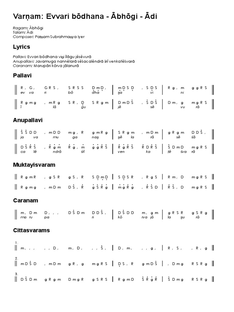 Abhogi Varnam | PDF | Religion & Spirituality