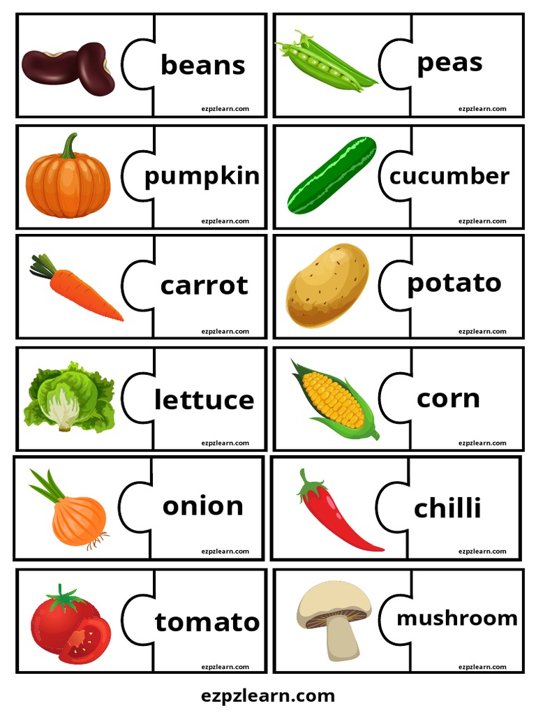 Vegetables Puzzle Match Game | PDF