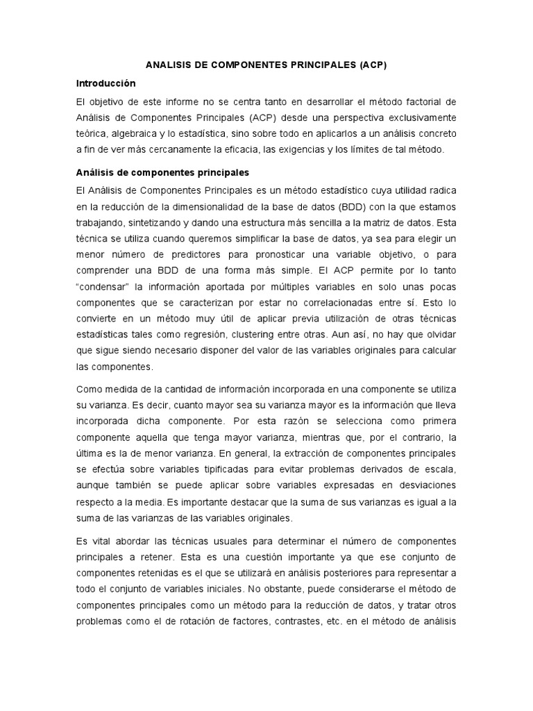 Resumen Componentes Principales | PDF | Análisis de componentes ...