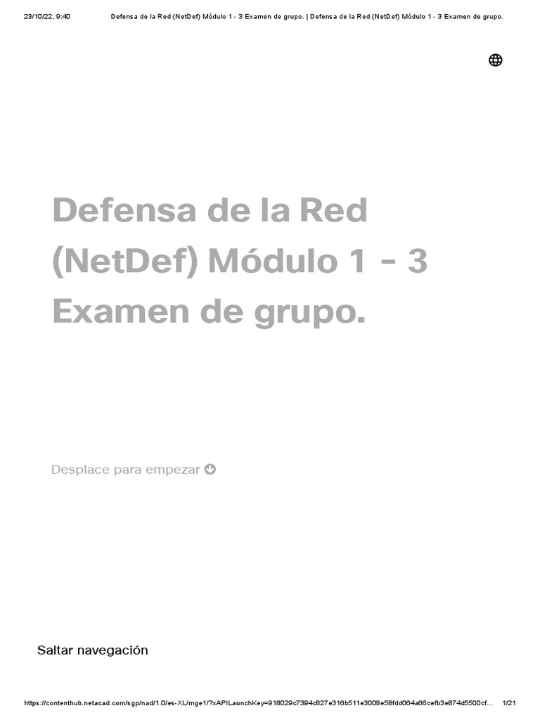 Defensa de La Red (NetDef) Módulo 1 - 3 Examen de Grupo. - Defensa de ...