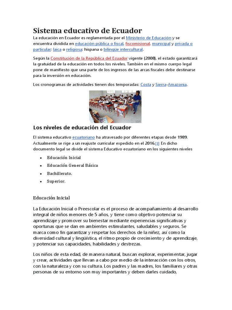 Sistema Educativo de Ecuador | PDF | Educación primaria