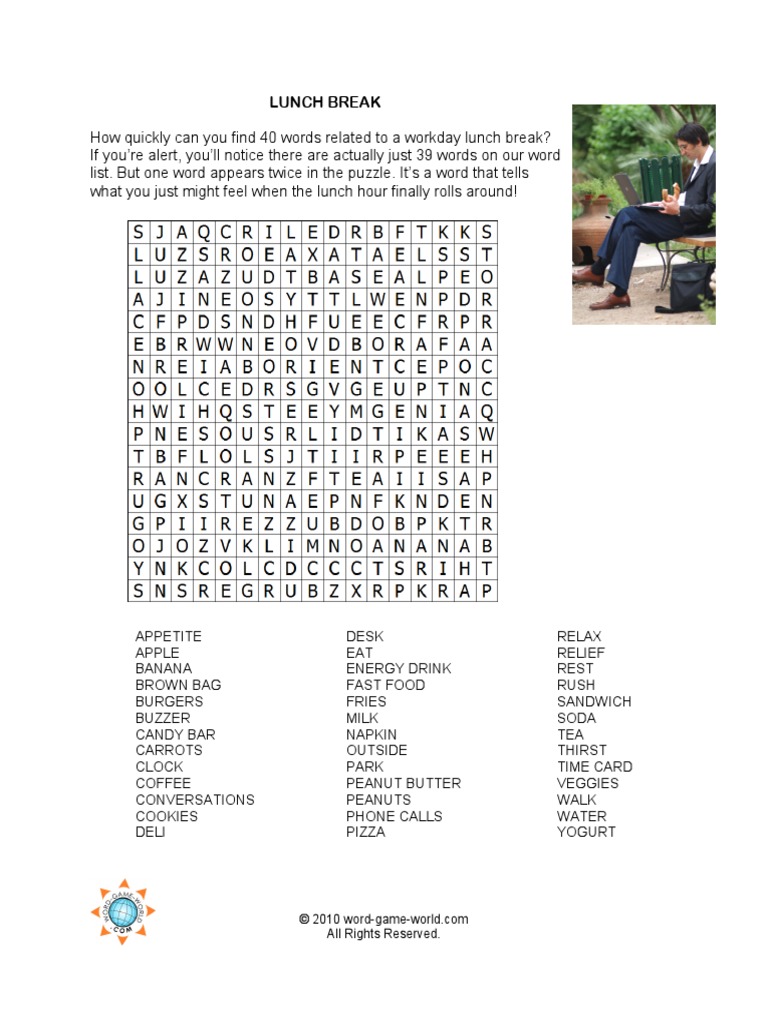 Workday Lunch Break Word Puzzle | PDF