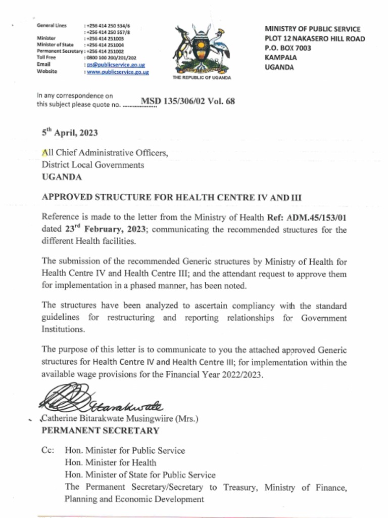 Approved Structure For Health Centre IV and III | PDF