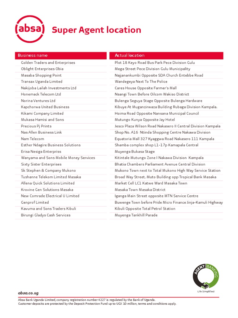 Super Agent Locations | PDF | Banking | Economies