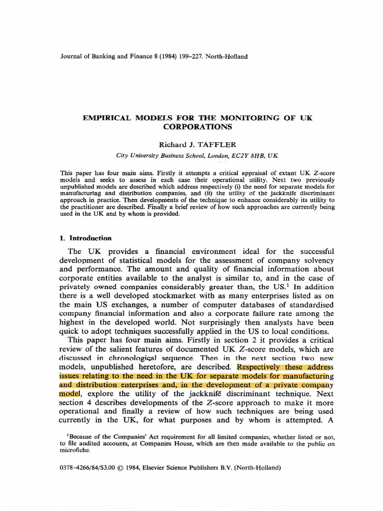 UK Corporate Monitoring Models | PDF | Standard Deviation | Normal ...