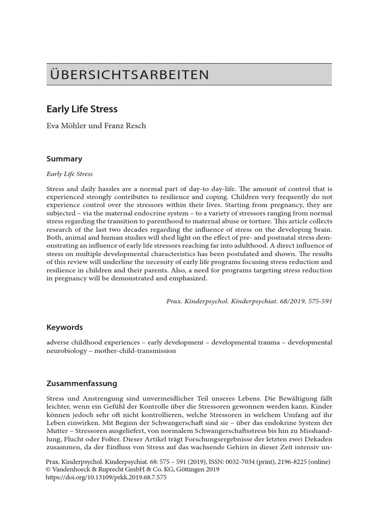 Early Life Stress | PDF