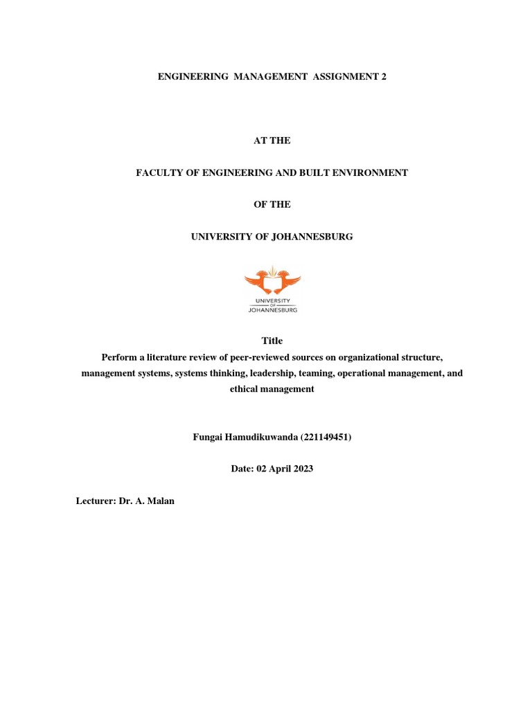 Engineering Management Assignment 2 | PDF | Leadership | Negotiation Engineering Management Assignment 2 | PDF | Leadership | Negotiation