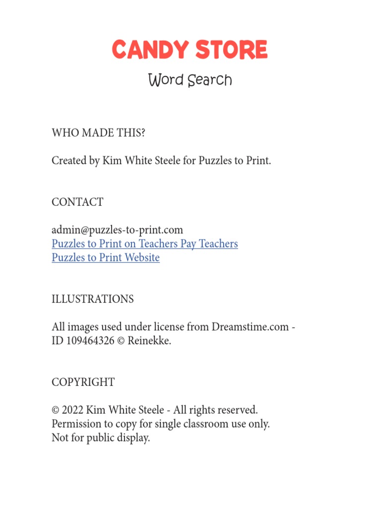 Candy Word Search | PDF