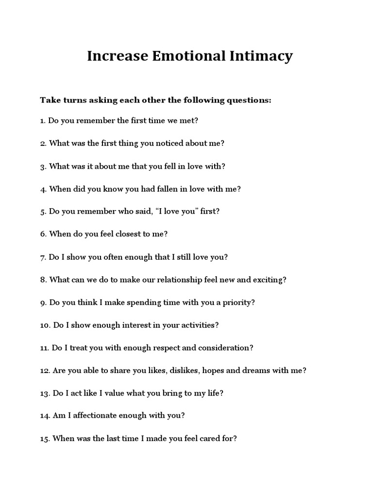Emotional Intimacy Prompts | PDF | Intimate Relationships | Feeling