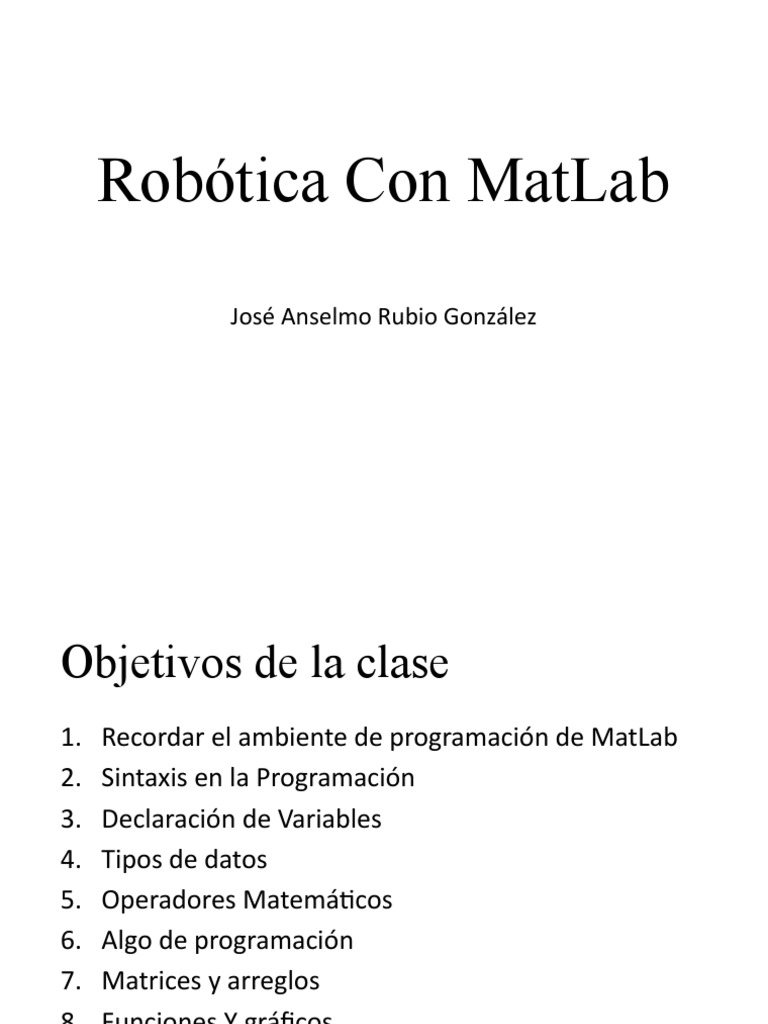 RobÃ Tica Con MatLab 1 | PDF | Matlab | Ingeniería de software