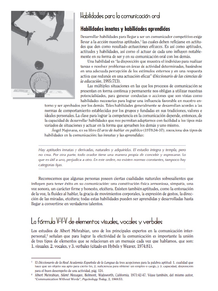 HABILIDADES PARA LA COMUNICACIÓN ORAL Fórmula VVV | PDF