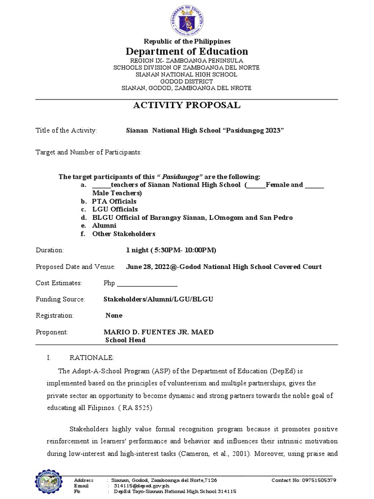 Proposal Pasidungog Sianan | PDF | Learning