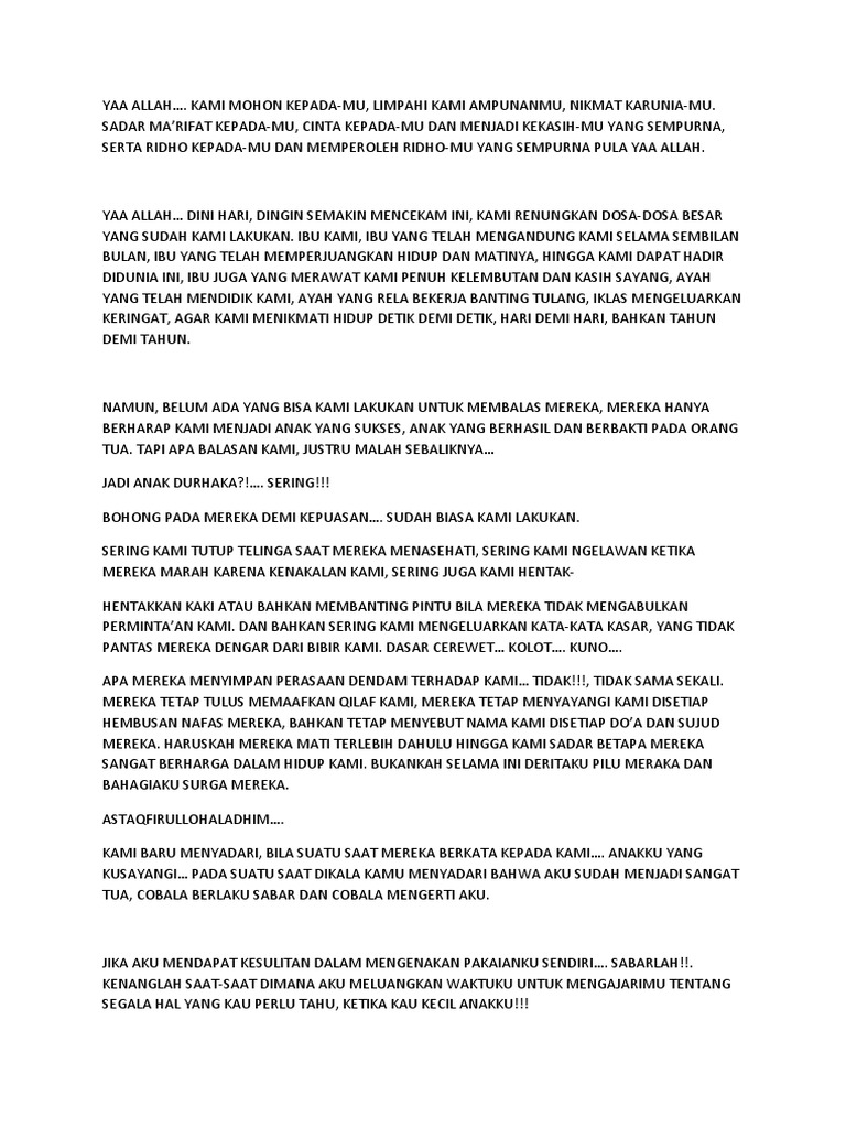 Doa Syukur dan Permohonan Ampunan | PDF