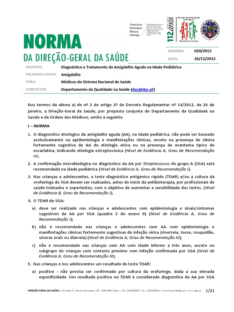 Norma DGS Diagn e Tratamento Da AA Idade Pediatrica | PDF | Penicilina ...