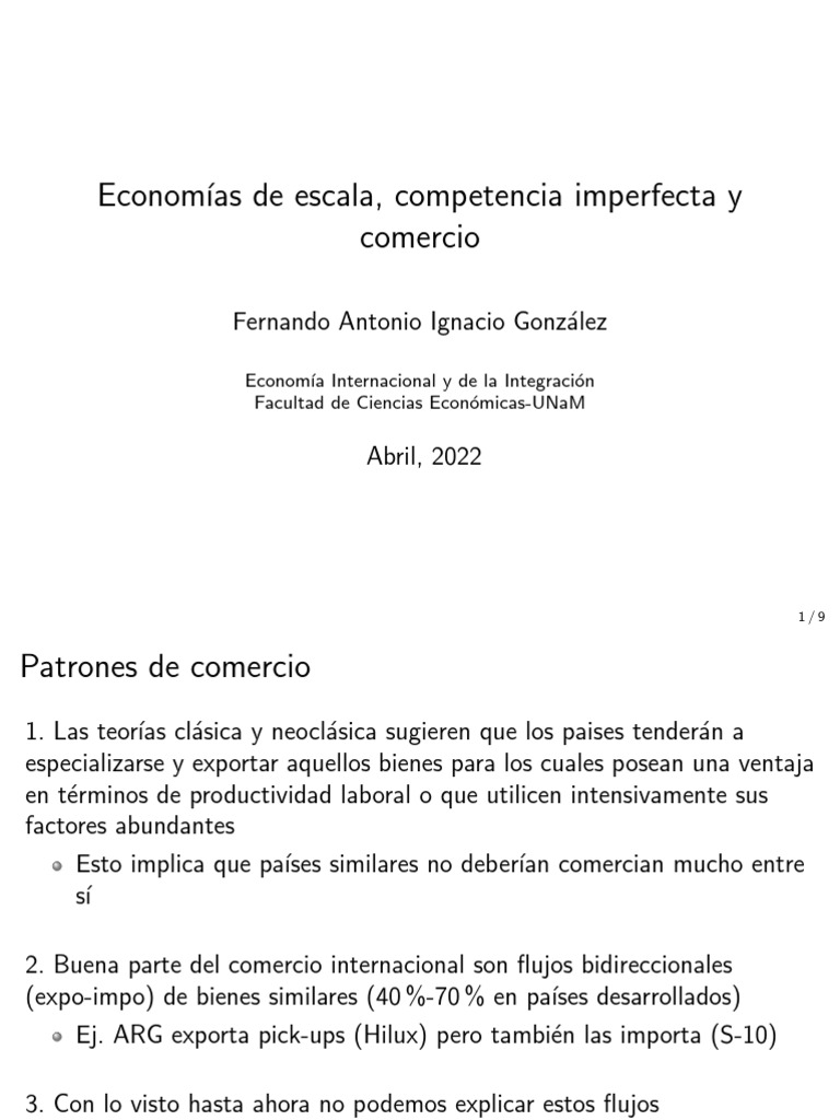 Econom As de Escala Competencia Imperfecta y Comercio | PDF | Mercado (economía) | Negocios ...
