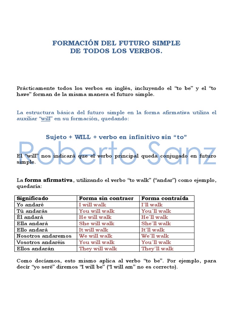 1.1 Clase 16. Formación Del Futuro Simple de Todos Los Verbos PDF | PDF