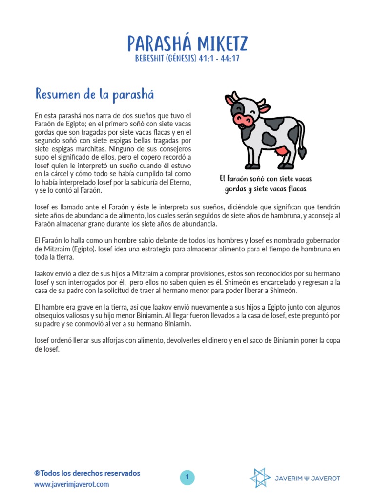 Parashá Miketz para Niños | PDF