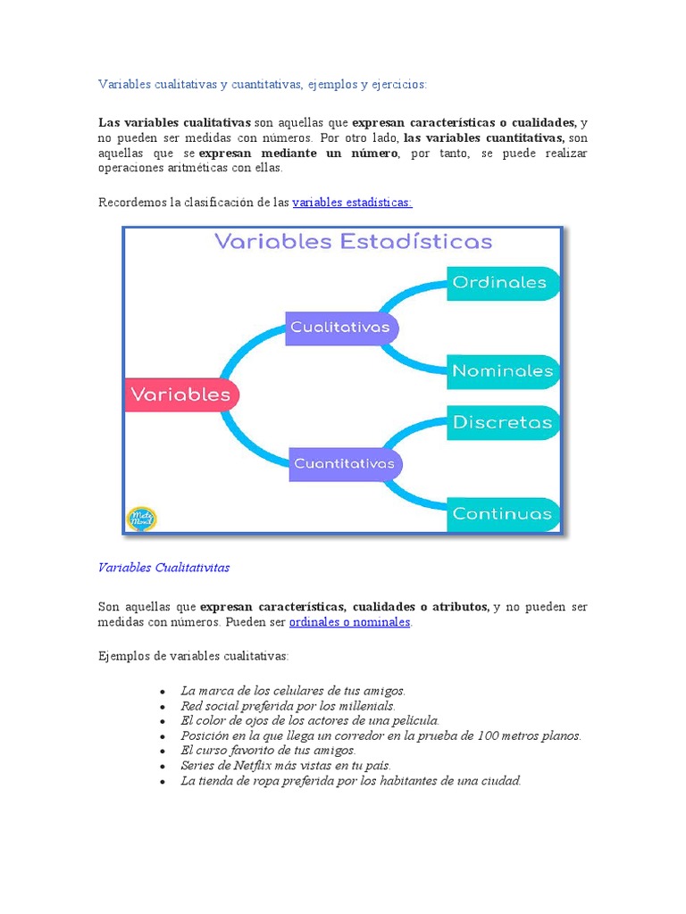 Variables Estadísticas: Guía Básica | PDF | Estadísticas