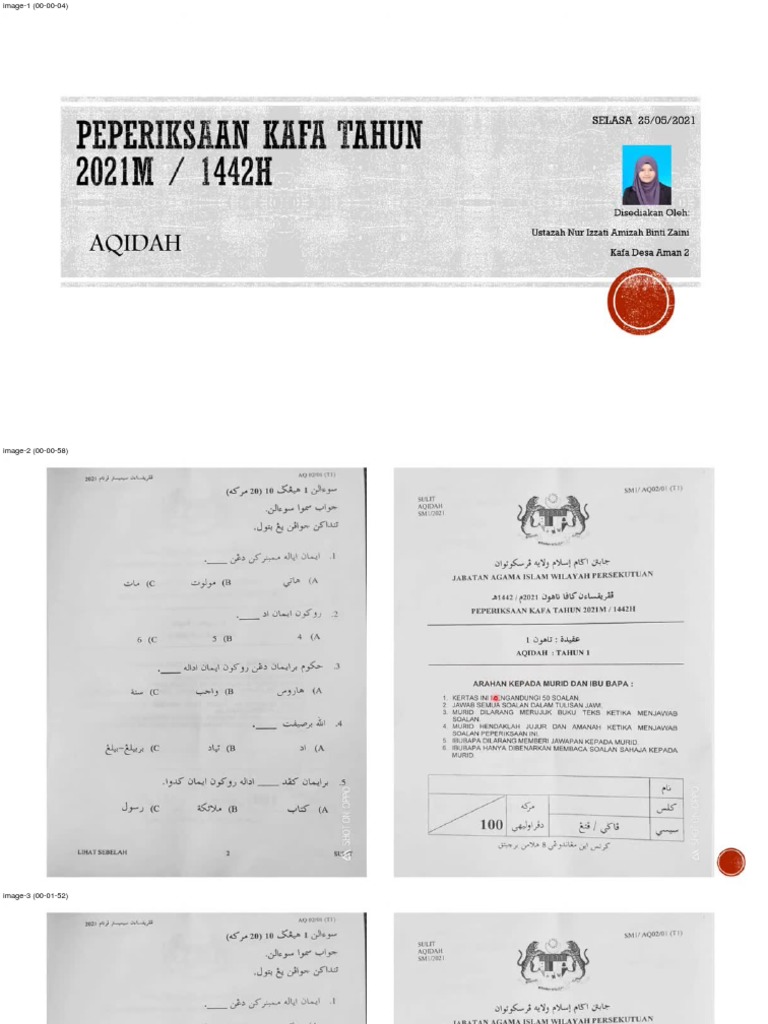 Soalan Kafa Tahun 1 - Aqidah 2021 | PDF