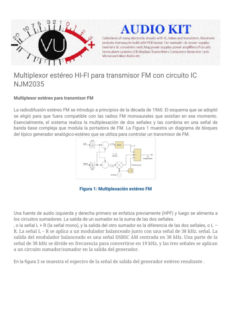 Kit de Audio - Multiplexor Estéreo HI-FI para Transmisor FM Con Circuito IC NJM2035 | PDF ...